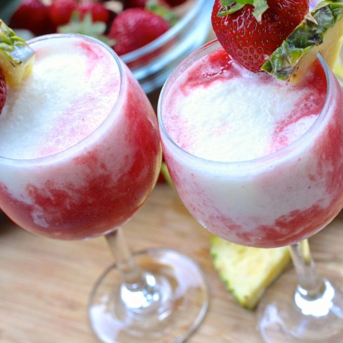 Easy Strawberry Pina Colada (Lava Flow) - Divas Can Cook