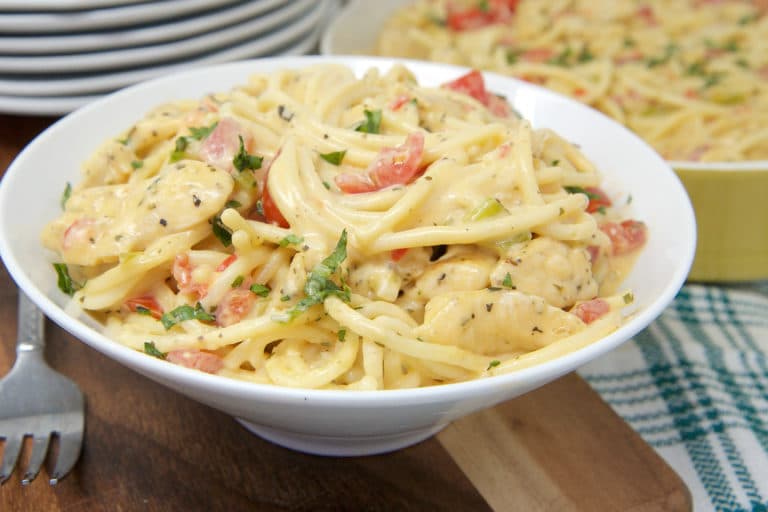 Chicken Spaghetti Recipe - So Cheesy and Creamy!