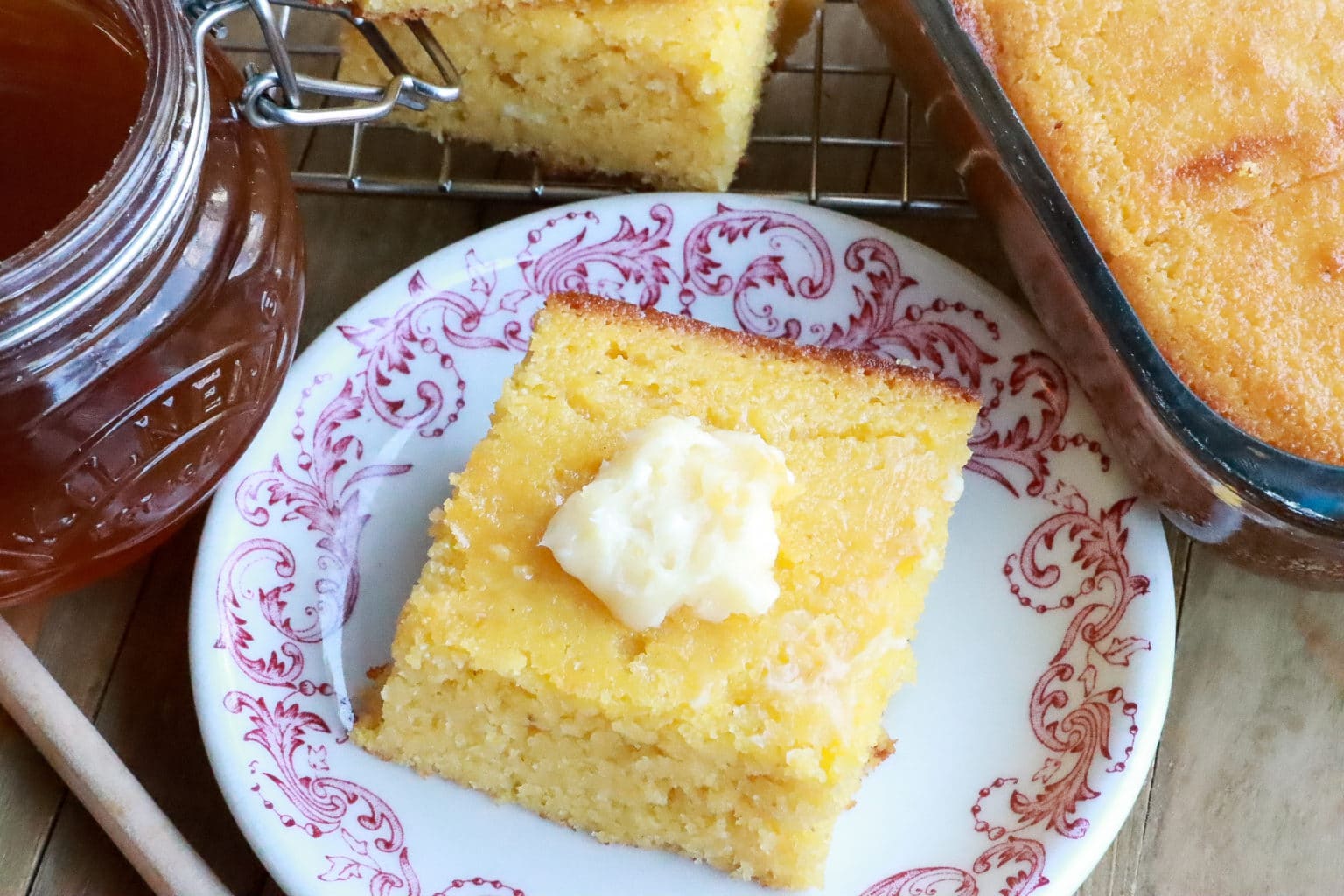 Sweet Cornbread (So Moist & Tender) w/ Honey & Buttermilk