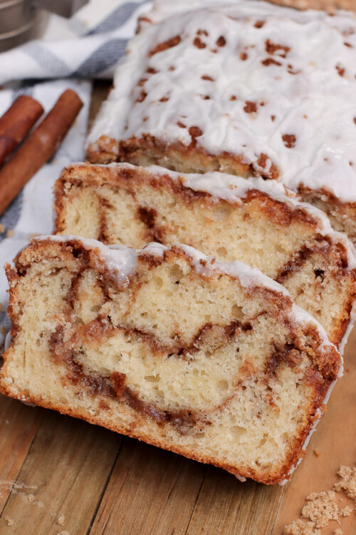 Glazed Cinnamon Roll Bread (Quick Bread) - So Fluffy & Gooey